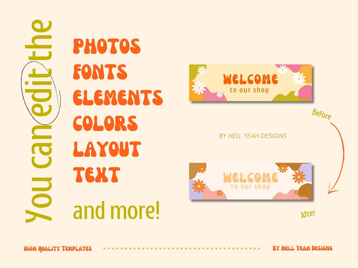 Retro Groove Website Banner Templates Bundle Fully Editable in Canva - Etsy