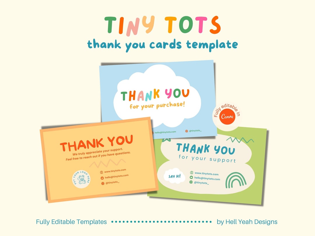 Tiny Tots Thank You Card Templates: Canva Editable (6x4 Inch) - Etsy
