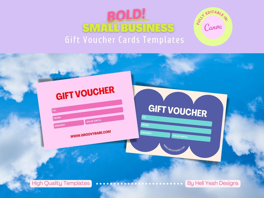 Bold Small Business Gift Voucher Template Design, Edtable in Canva - Etsy