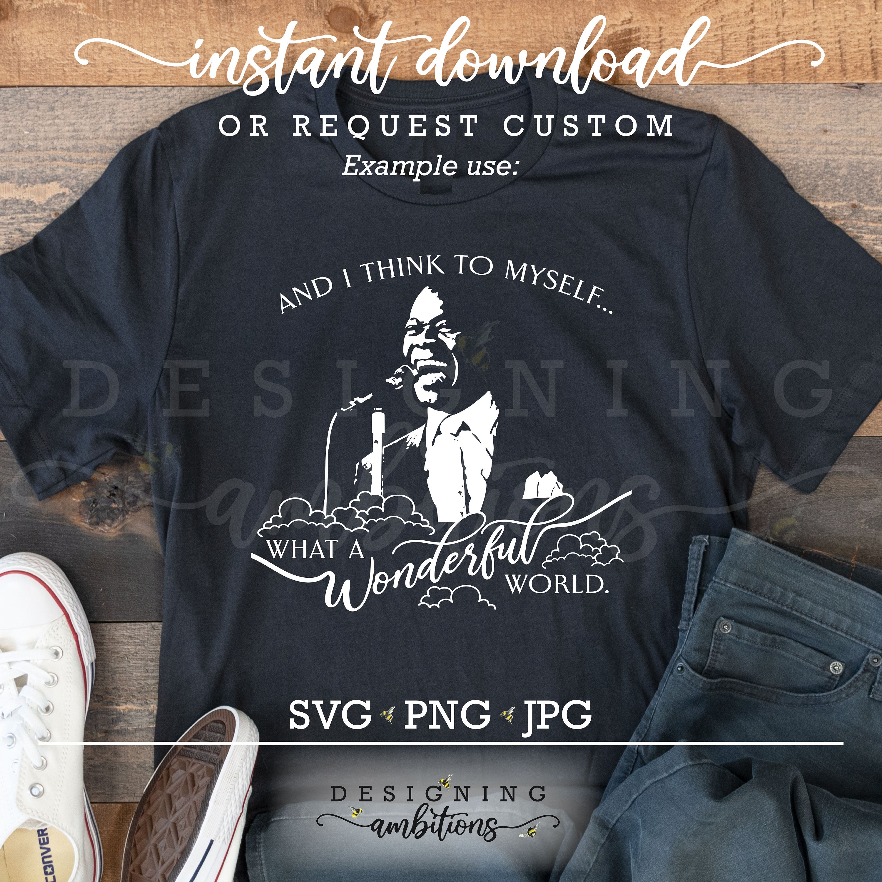 Louis Armstrong Singing SVG, Cutting File, Iron-on, T-shirt, Mug, Etc ...