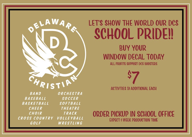 DELAWARE CHRISTIAN SCHOOL Window Decal - Etsy