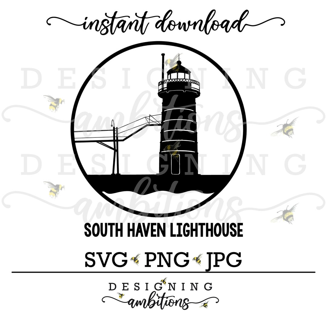 South Haven Lighthouse-3 Variations, Michigan SVG, Cutting File, Iron ...