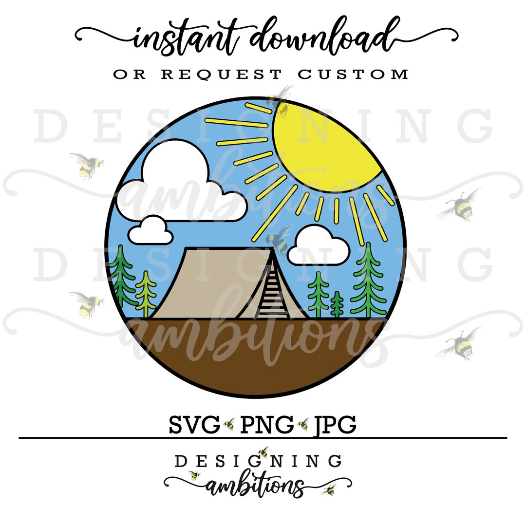 Camp Scene Circle SVG - Cutting File Instant Download SVG for Heat ...