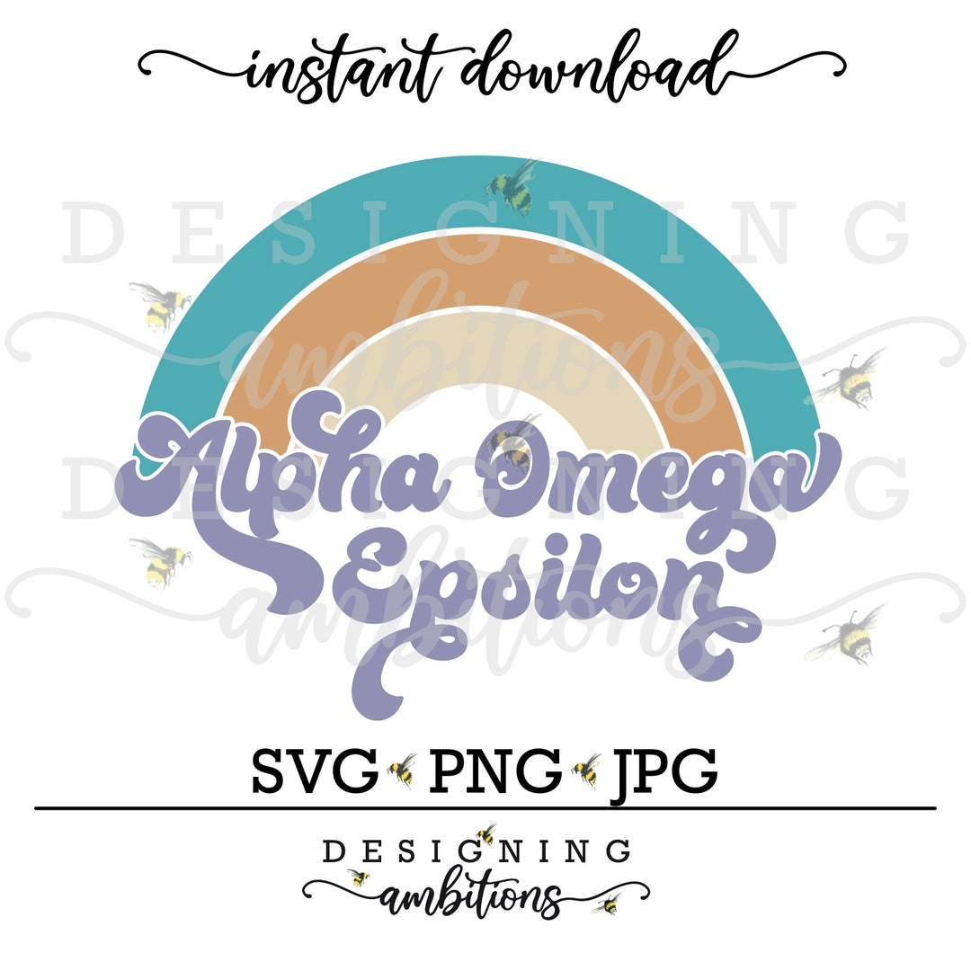 Alpha Omega Epsilon 70's Retro Rainbow Iron-on, Cutting File, Instant ...