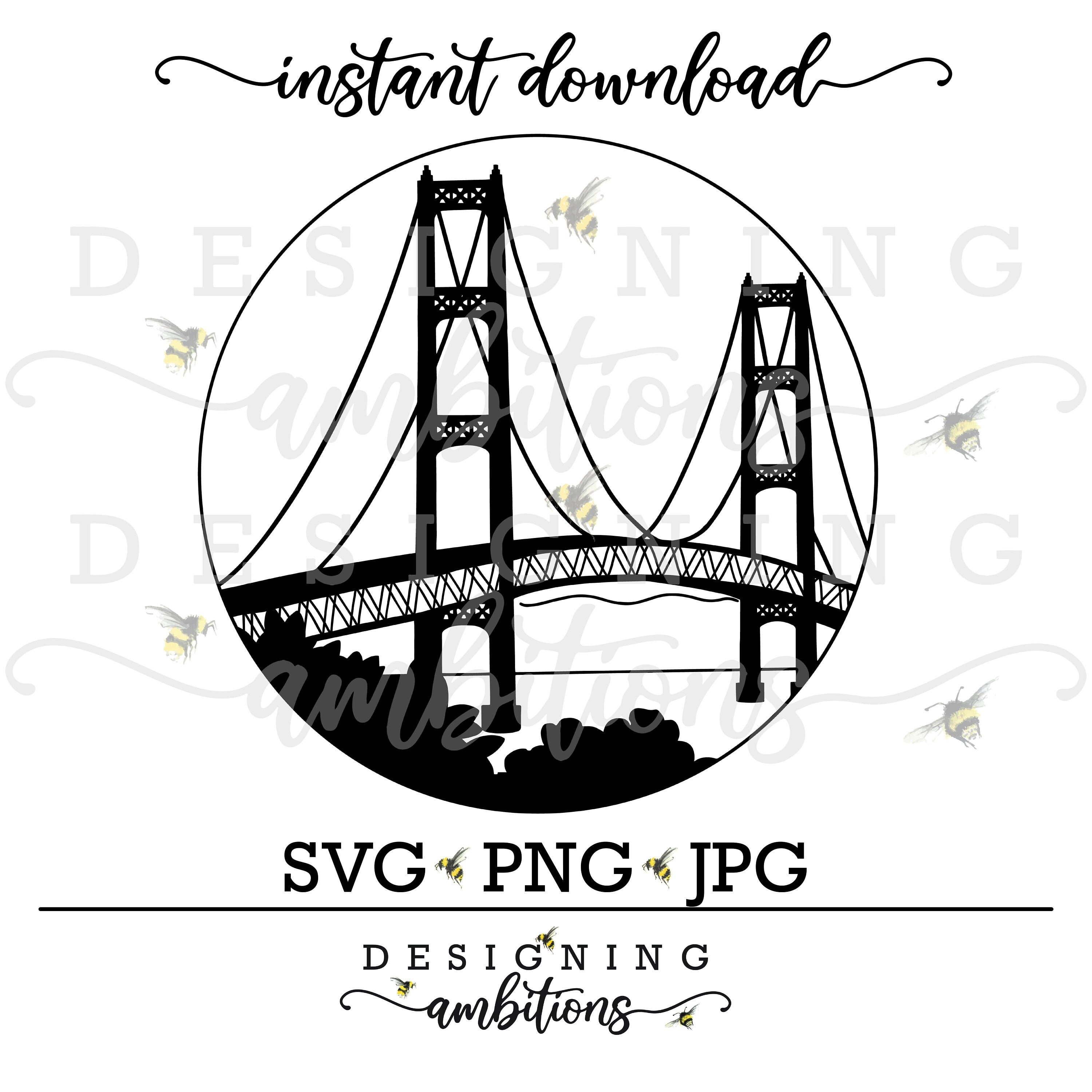 The "mighty Mac" Bridge, Mackinac Island, Michigan SVG, Cutting File ...