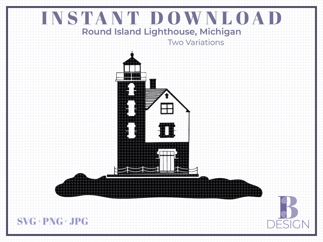 Round Island Lighthouse SVG: Mackinac Island, Michigan (digital ...