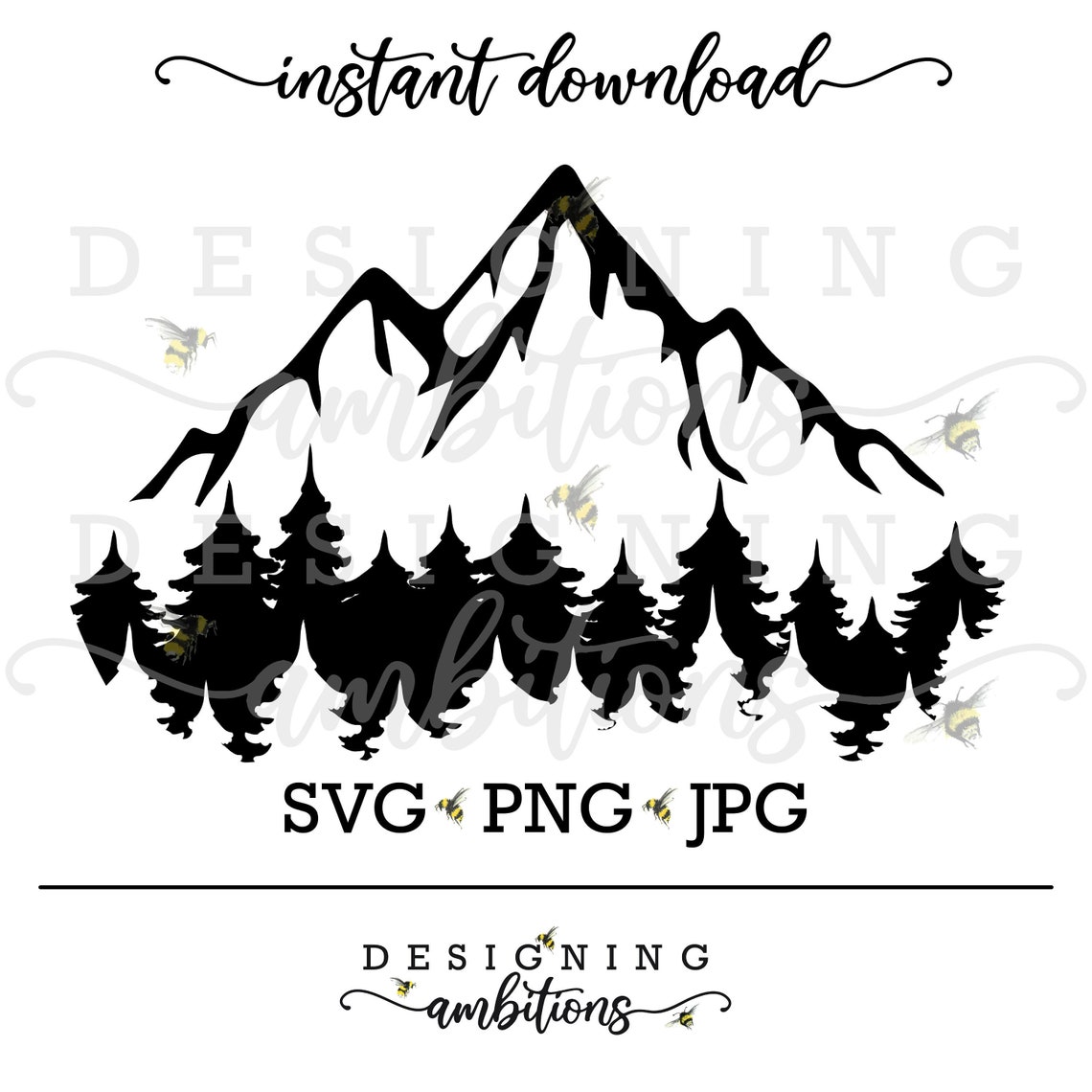 Mountain Range. Pine Trees SVG Cutting File Iron-on - Etsy