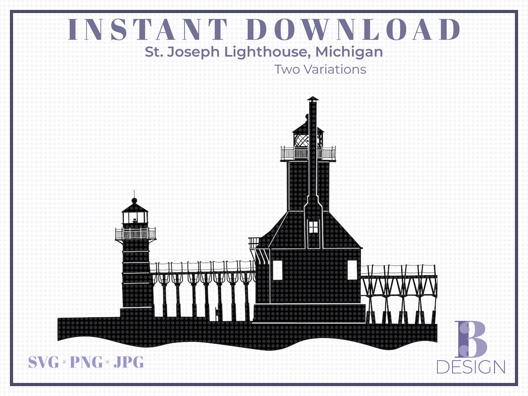 St. Joseph Lighthouse, MI -2 Variations, SVG, Cutting File, Iron-on, T ...