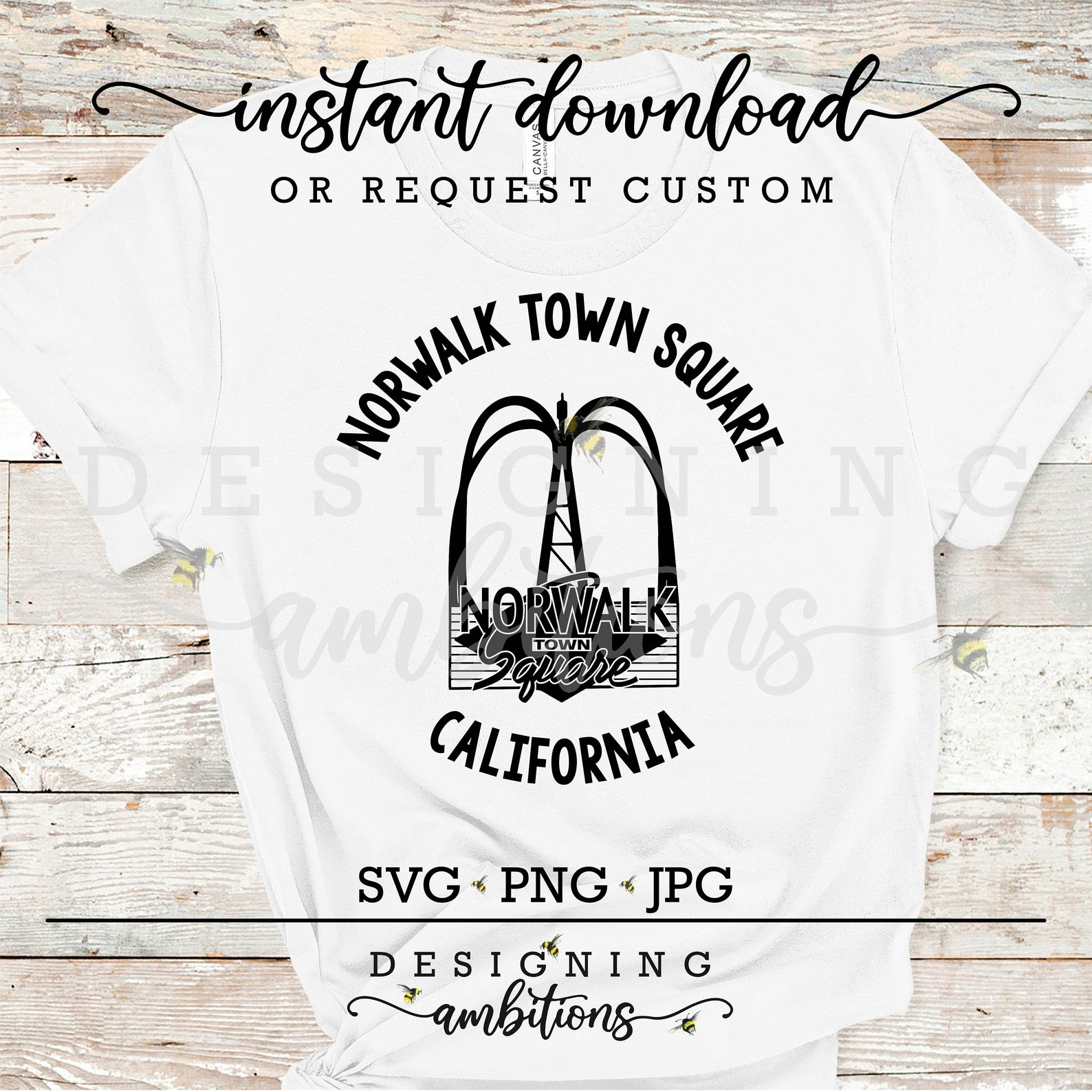 LA County Norwalk Town Square Sign SVG Cutting File Iron-on - Etsy