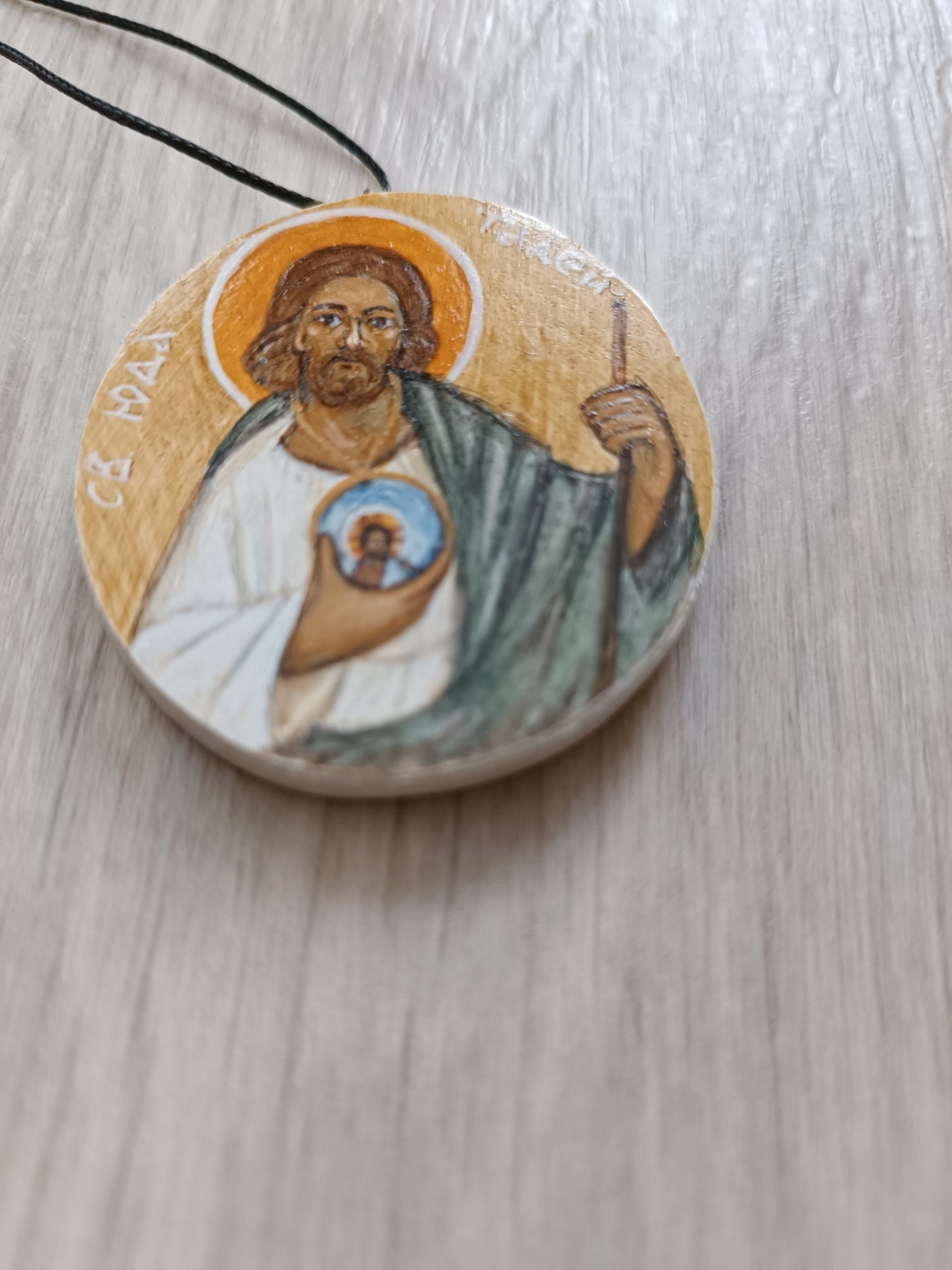 Handmade Saint Jude Thaddeus Wooden Icon Pendant, Orthodox Souvenir - Etsy