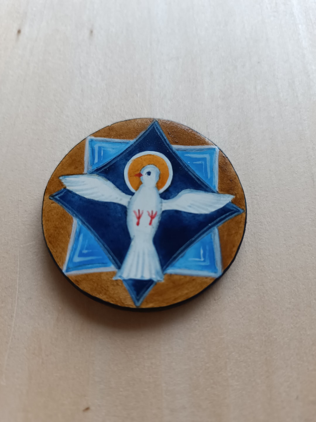 Holy Spirit of God. Dove Swoops Down From Heaven. Wooden Souvenir ...