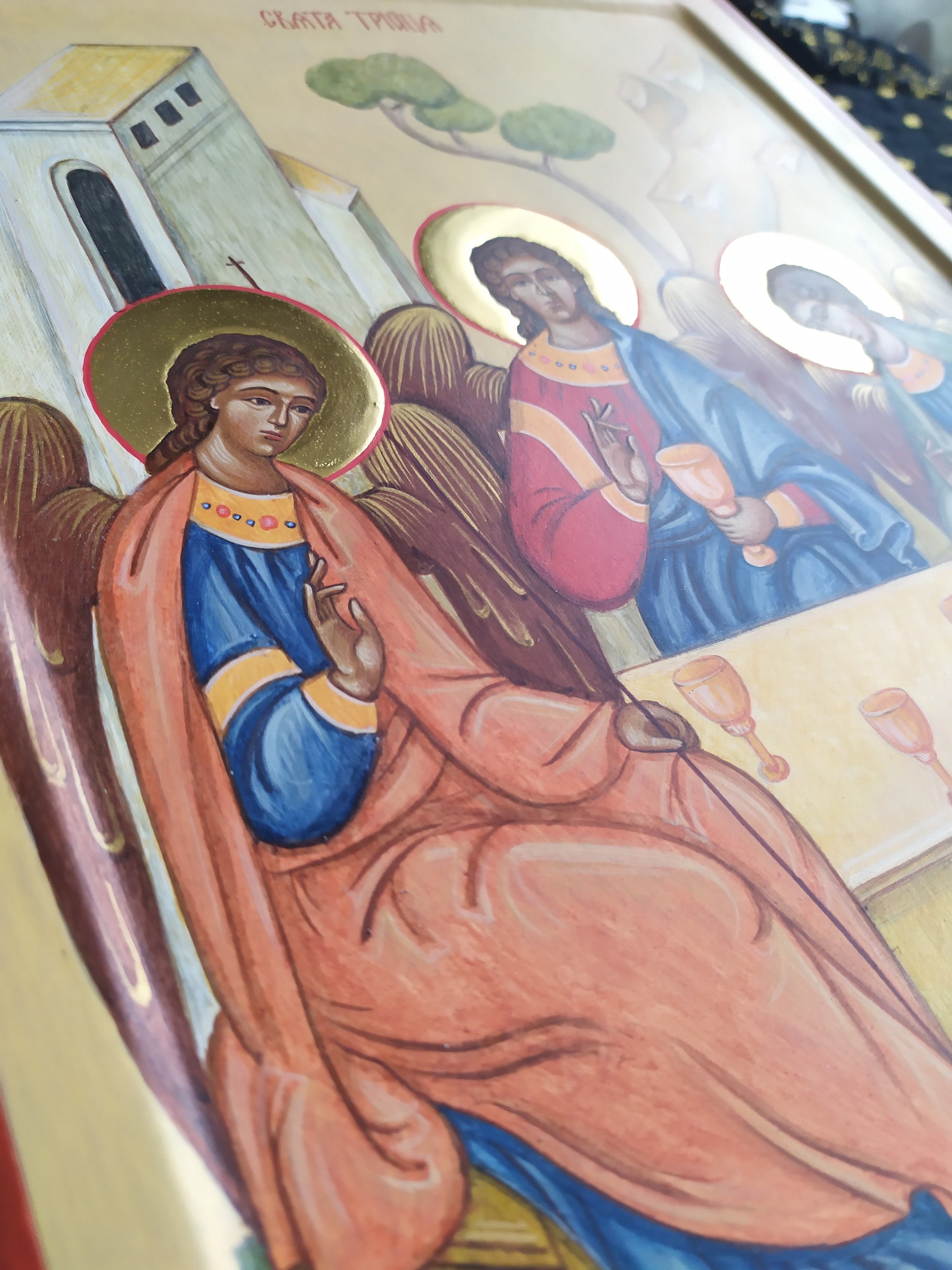 Sacred art orthodox icon Holy Trinity | Etsy