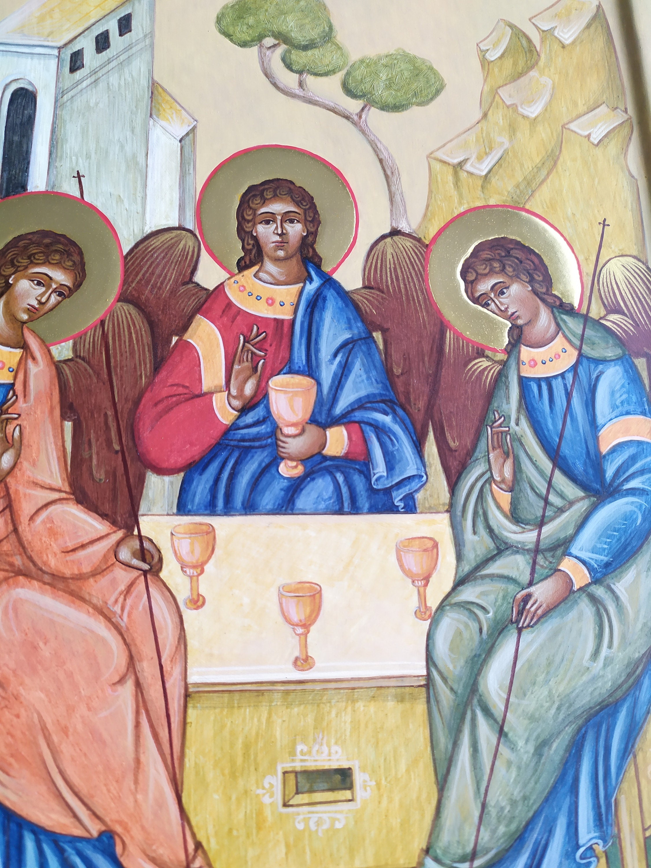 Sacred art orthodox icon Holy Trinity | Etsy