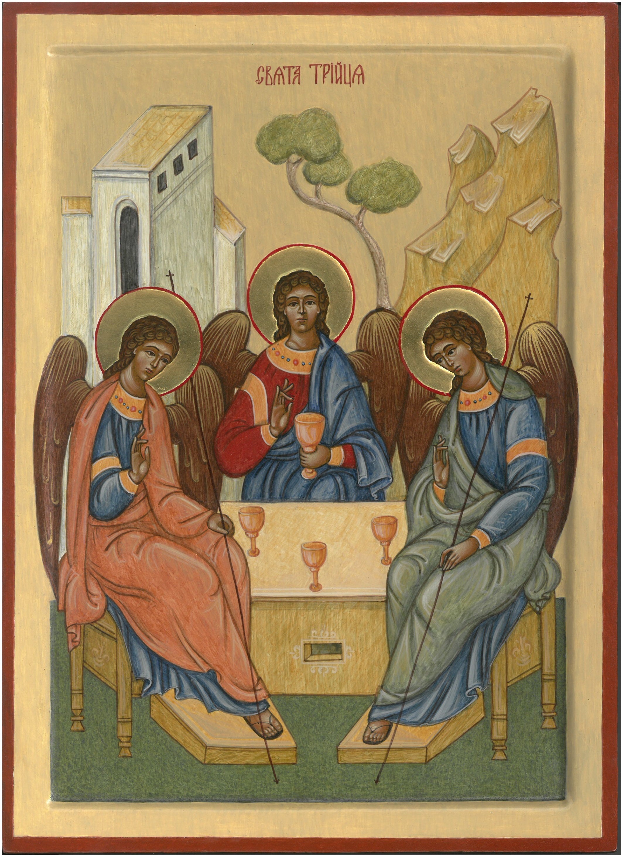 Sacred art orthodox icon Holy Trinity | Etsy