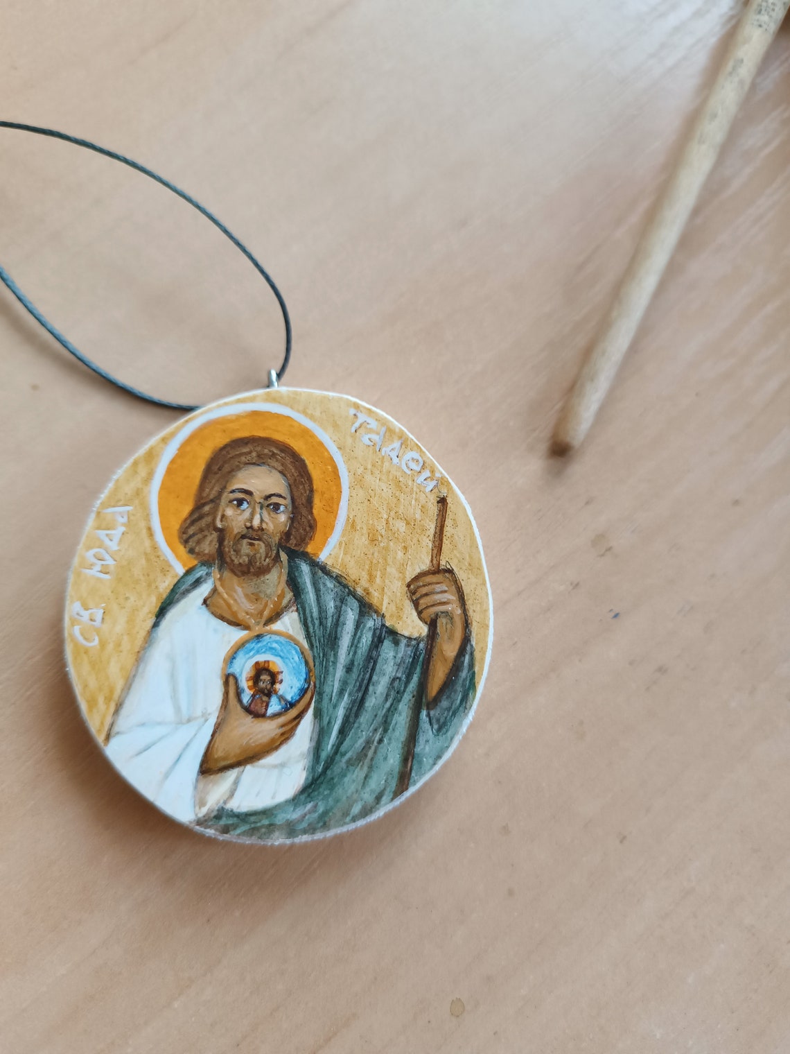 Handmade Saint Jude Thaddeus Wooden Icon Pendant, Orthodox Souvenir - Etsy
