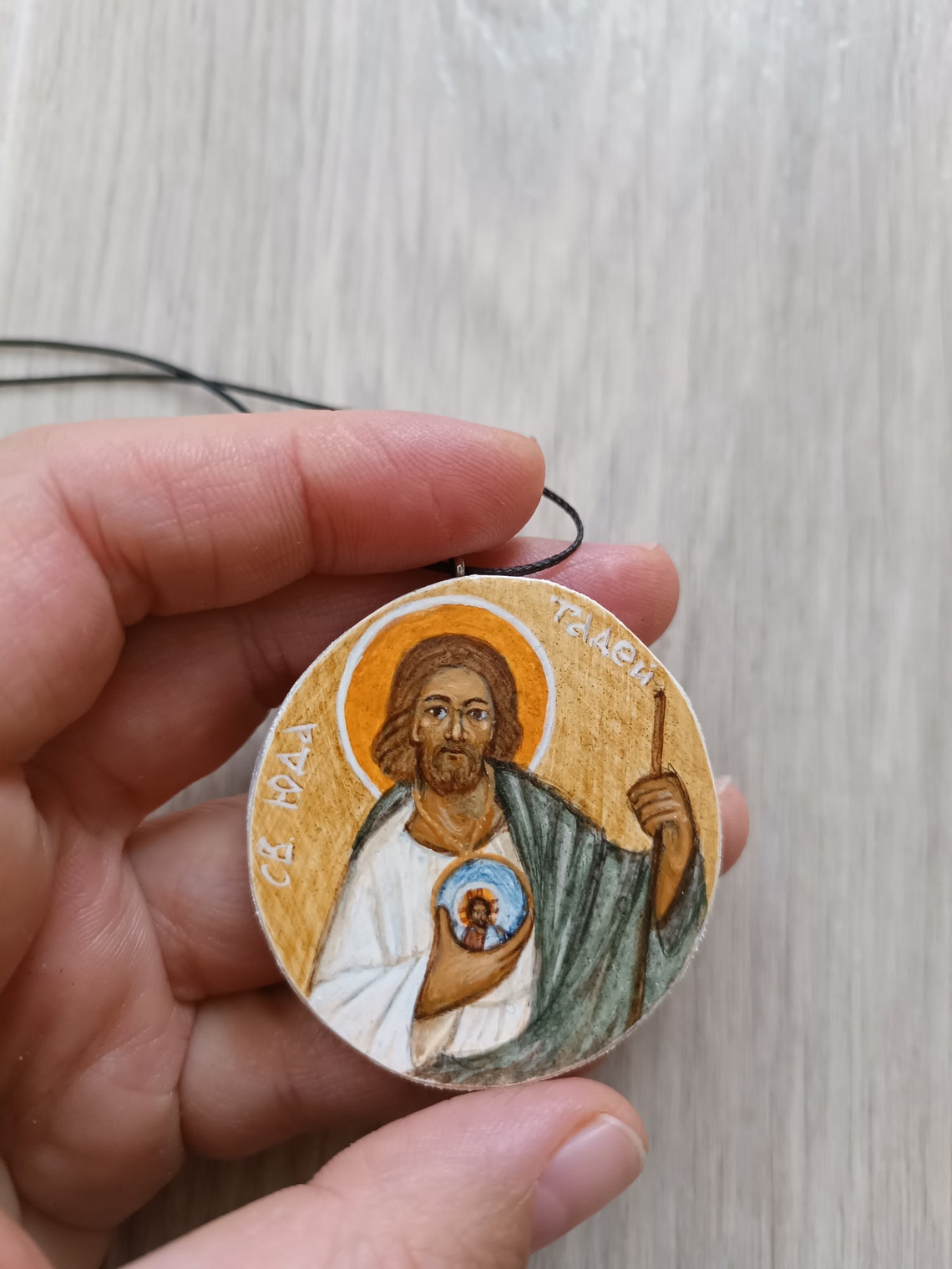 Handmade Saint Jude Thaddeus Wooden Icon Pendant, Orthodox Souvenir - Etsy