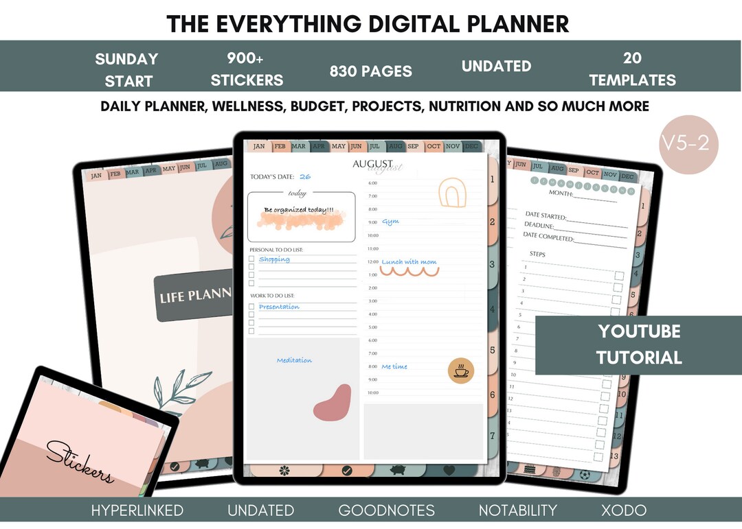 ADHD Digital Planner 2023, ADHD Organizer, ADHD Goodnotes, Undated ...