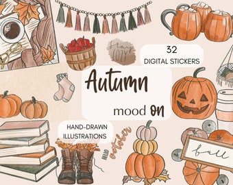 Fall Digital Sticker Pack for Goodnotes and PNG Files Fall - Etsy