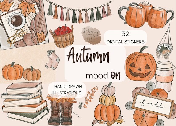 Fall Digital Stickers for Goodnotes Precroped Modern - Etsy