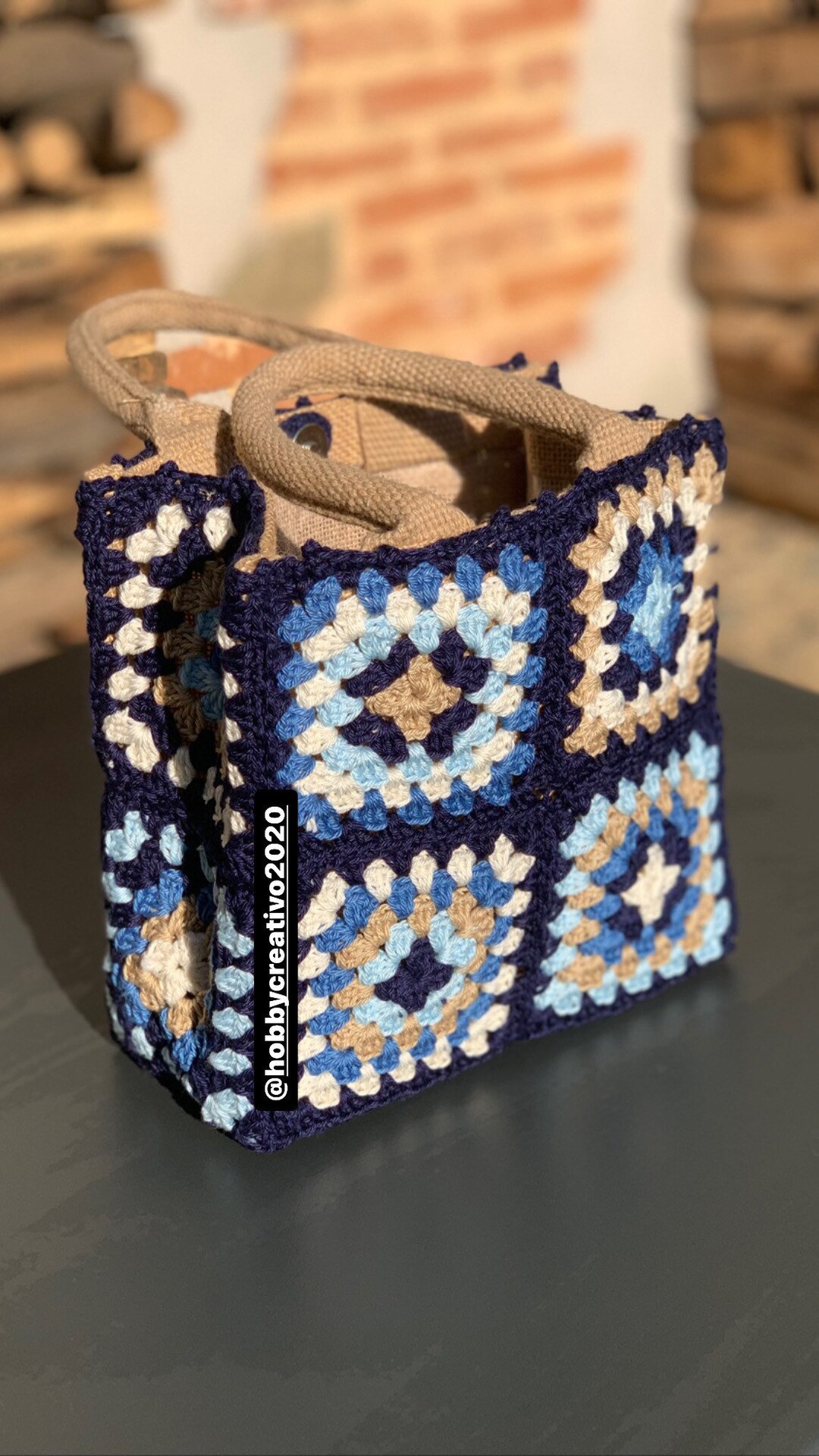 Crochet Bag Granny Square Tiles Granny Square Tiles With Handles ...