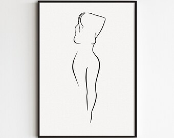 Body Positive Line Drawing, Curvy Woman Print, Big Girl Poster ...