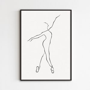 Woman Line Art Abstract, Dancer Line Drawing, Ballerina Poster ...