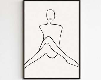Minimal Line Drawing Woman Minimalist Body Print Abstract | Etsy