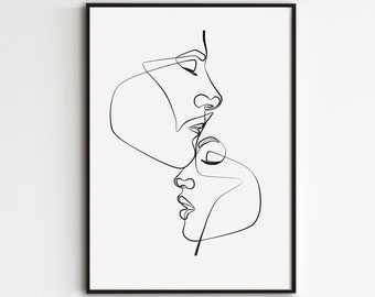 Abstract Couple One Line Art Drawing Romantic Poster - Etsy