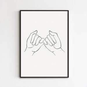 Pinky Promise Print, Pinky Swear Wall Art, Holding Hands Poster, Hands ...