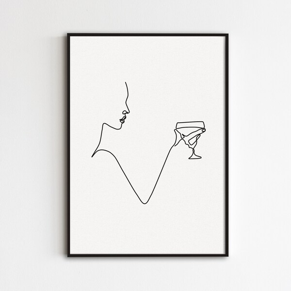 Cocktail Line Art - Etsy