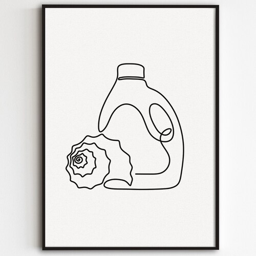 Laundry Line Art Utility Room Print One Line Drawing - Etsy