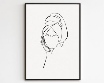 Line Art Woman Bathroom - Etsy