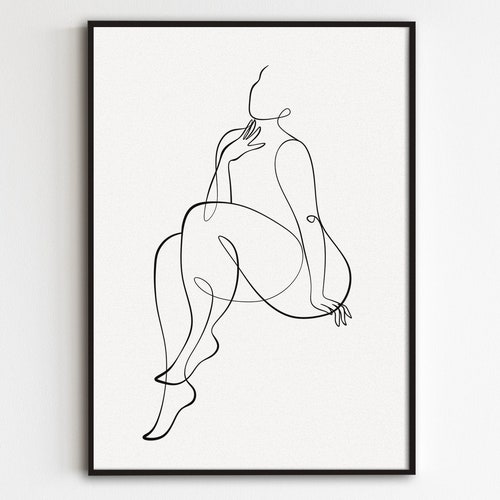 Body Positive Line Art Plus Size Female Art Print Minimalist - Etsy