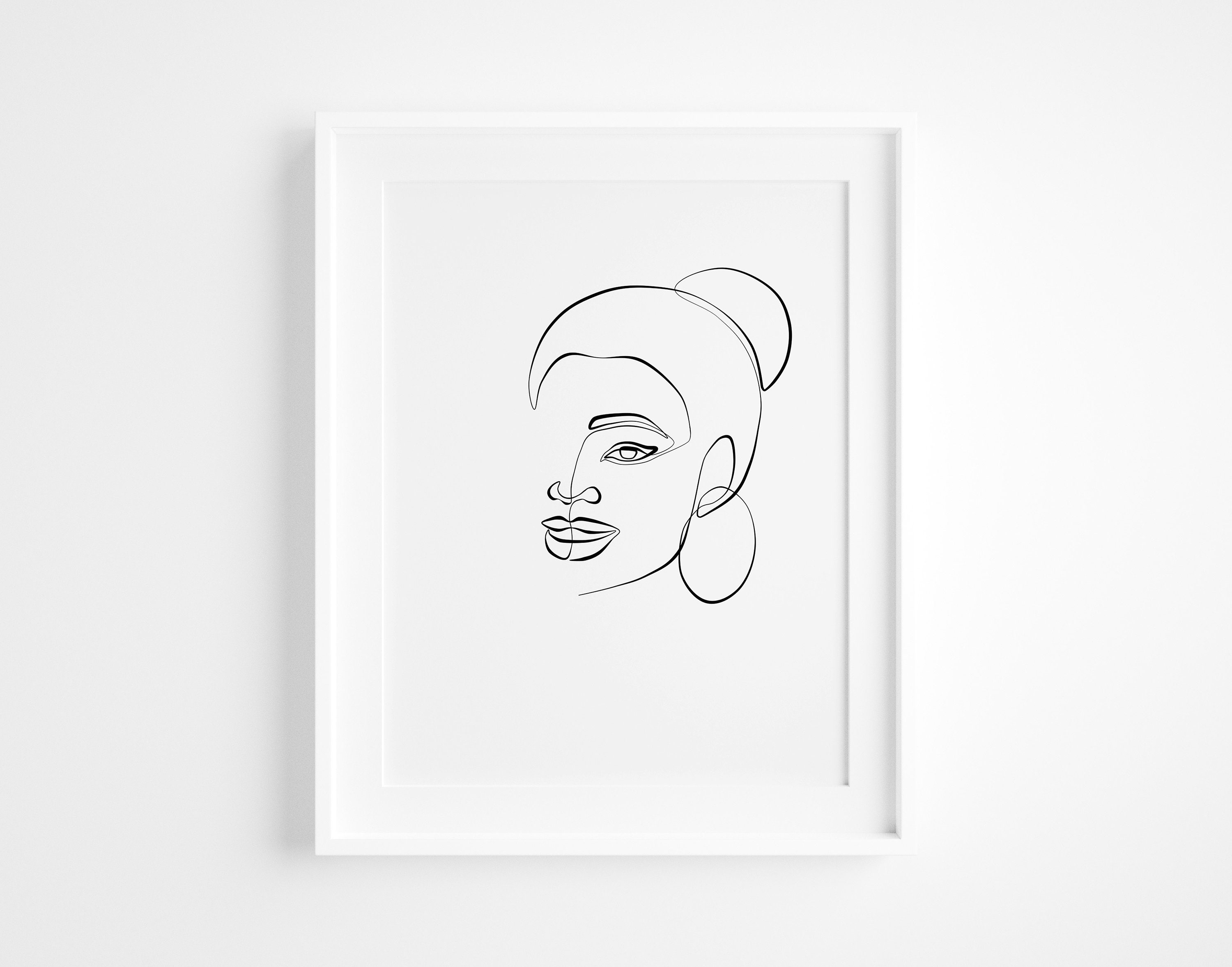 African American Face Line Art One Line Drawing Black Woman | Etsy