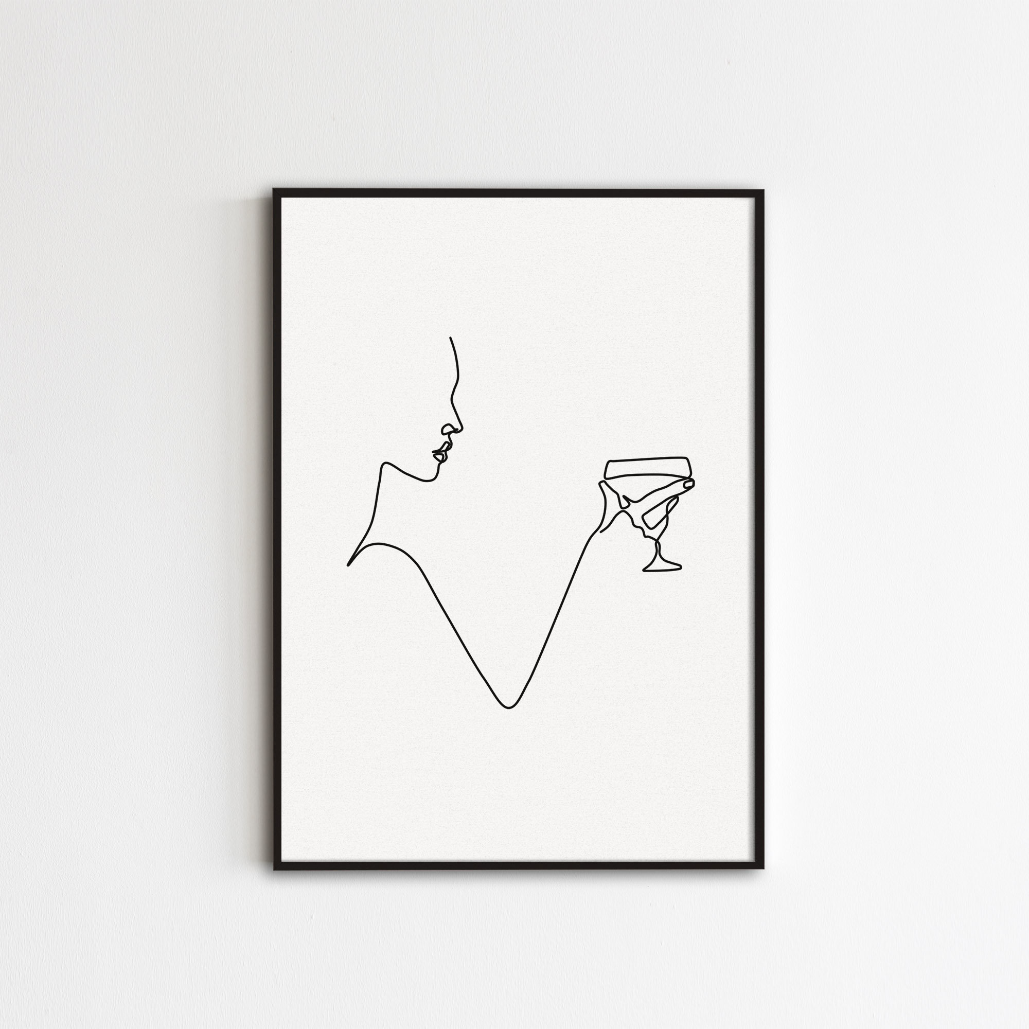 Cocktail Line Art One Line Drawing Hand Holding Glass Print | Etsy