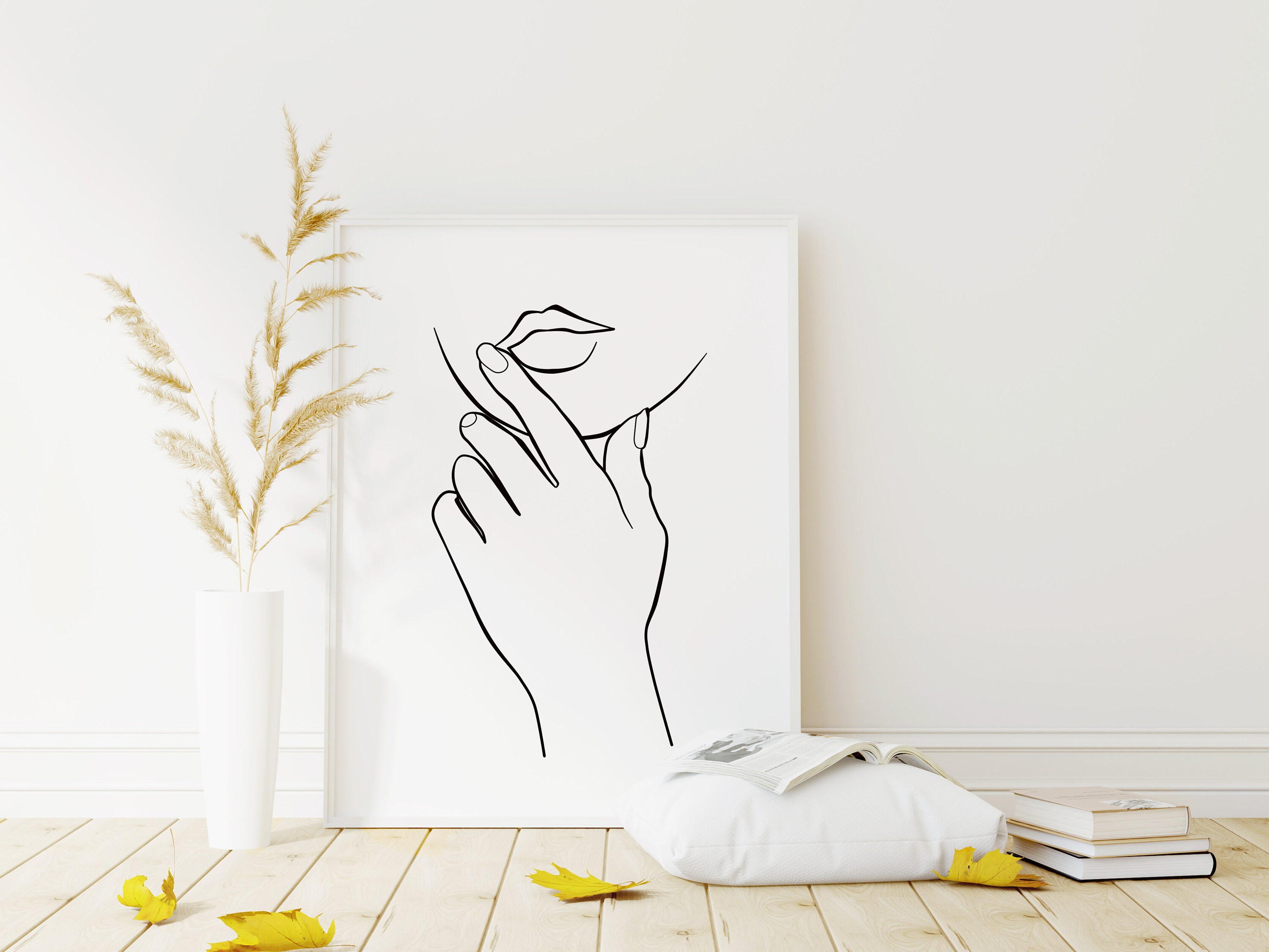 Abstract Face Line Art Lips Line Drawing Minimalist Hand - Etsy