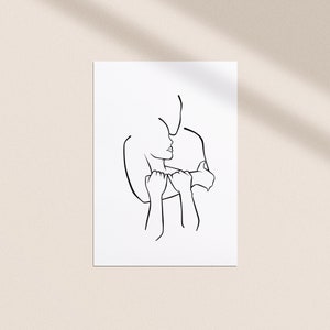 Couple Line Art, Hugging Print, Man and Woman Art, Love Line Drawing ...