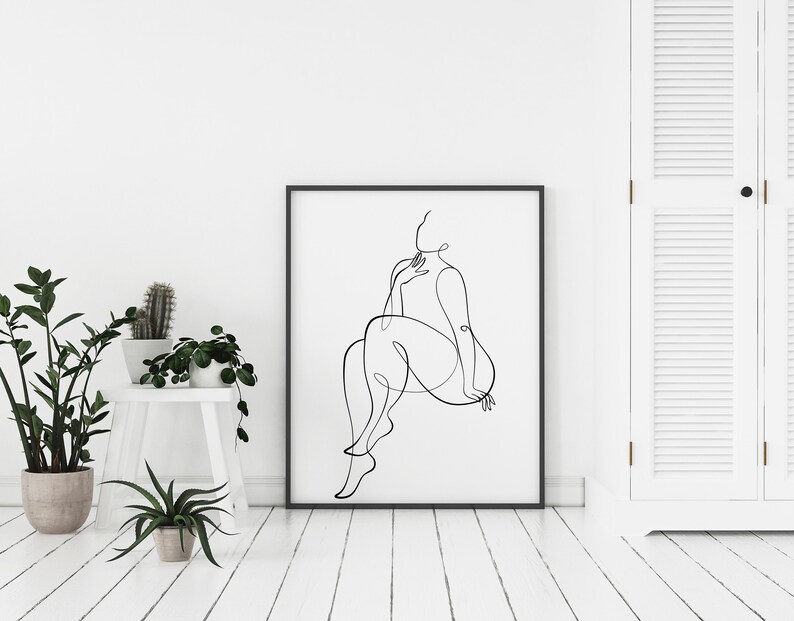 Curvy Woman Print Body Positive Line Drawing Thick Girl Art - Etsy