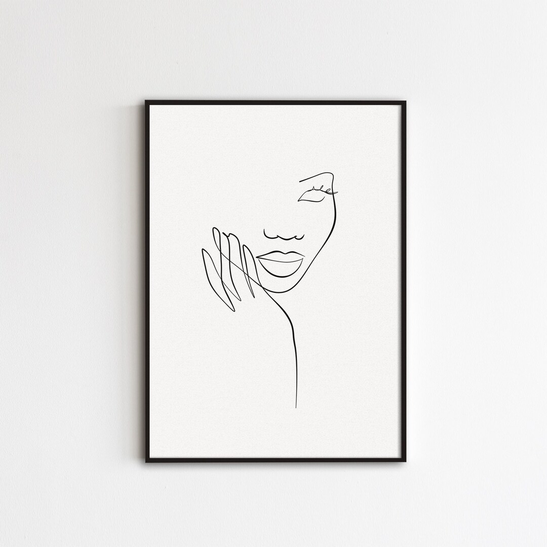 Black Woman Line Art, African American Wall Art, Black Girl Print, Hand ...