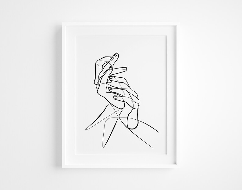 One Line Hand Art Print Single Line Drawing Continuous Line | Etsy