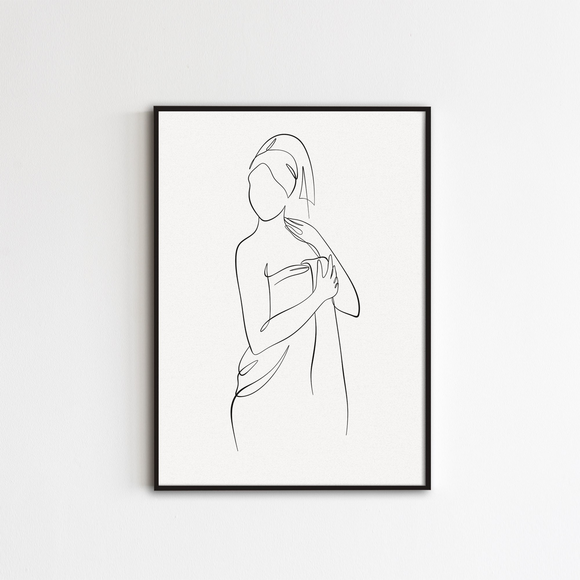 Woman in Bathroom Line Art Abstract Female Figure in Towel - Etsy
