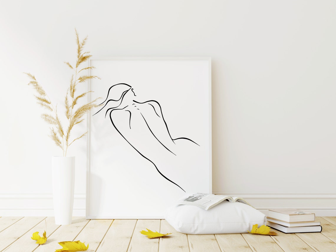 Woman Back Line Art Body Outline Print Feminine Art Print | Etsy