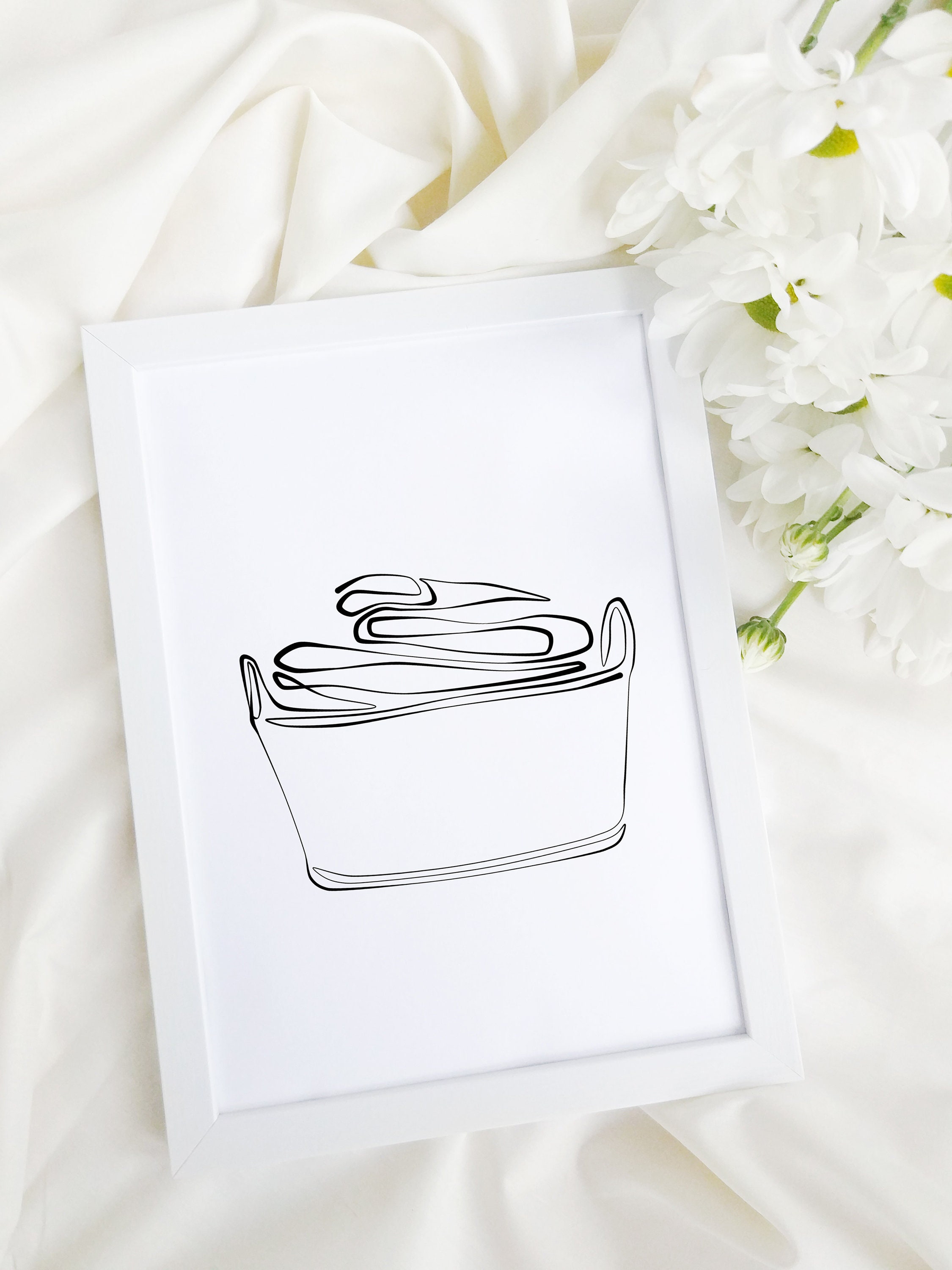 Laundry Line Art Utility Room Print One Line Drawing | Etsy