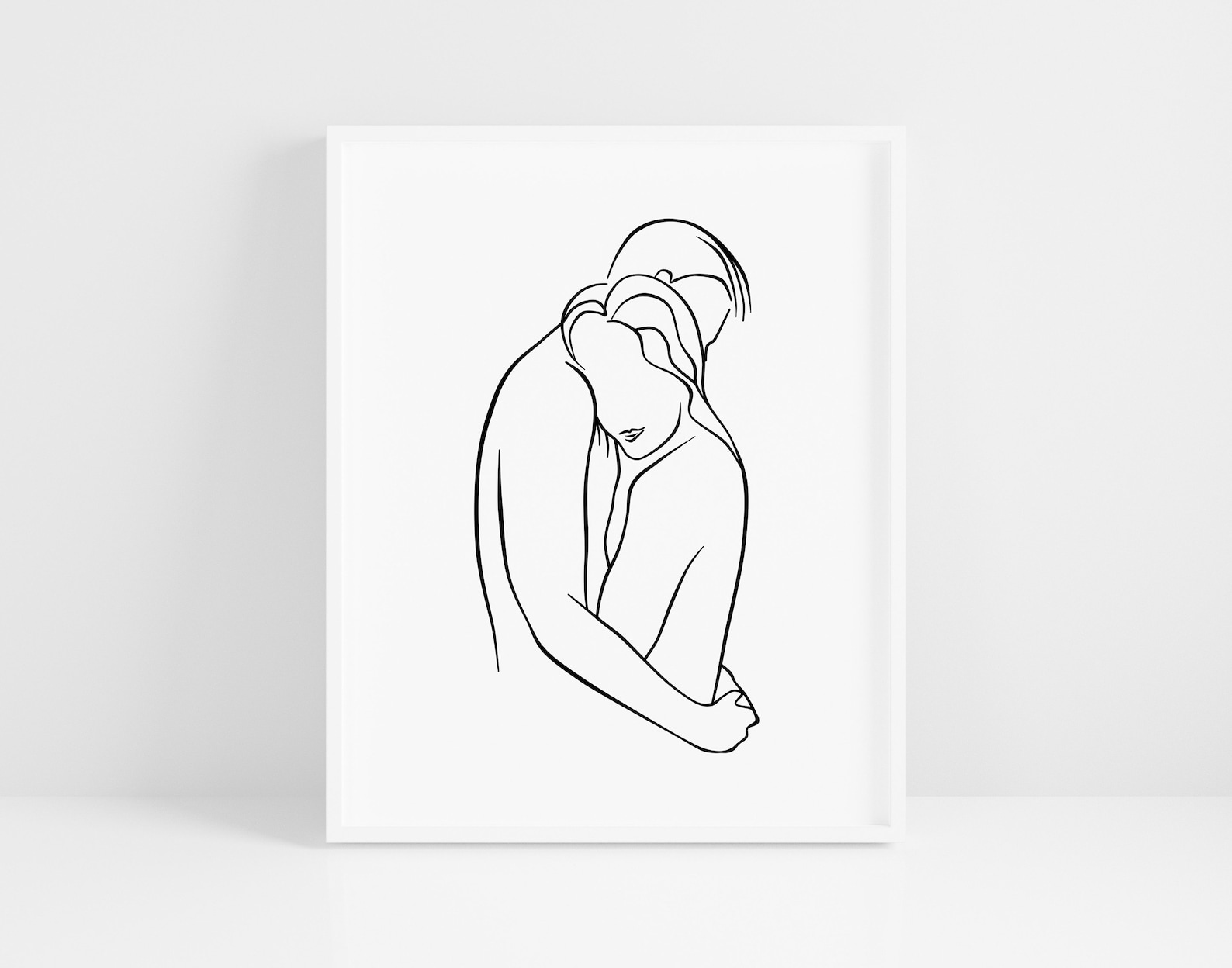 Couple Line Drawing Relationship Art Hug Art Embrace Print | Etsy