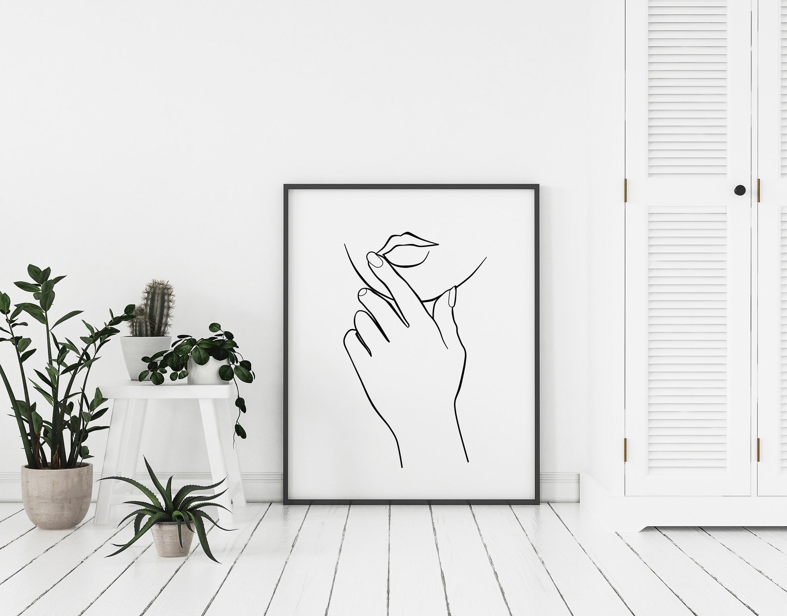 Abstract Face Line Art Lips Line Drawing Minimalist Hand - Etsy