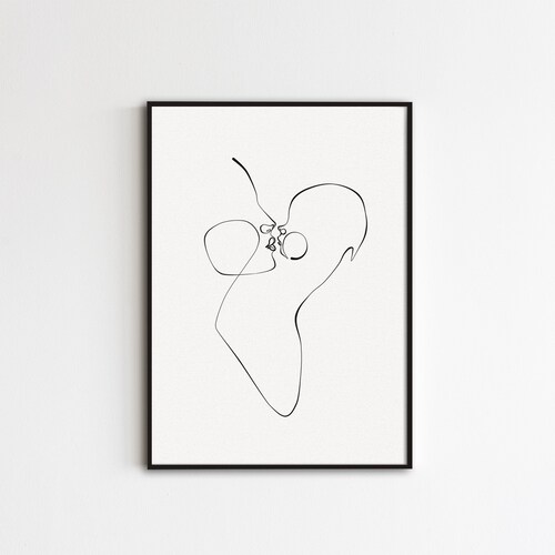 Mother Holding a Baby Print Printable Nursery Line Art - Etsy