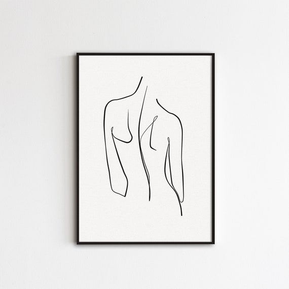 Woman Back Line Art Woman Outline Drawing Female Back Art | Etsy