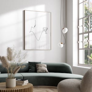 Cocktail Line Art, One Line Drawing, Hand Holding Glass Print ...