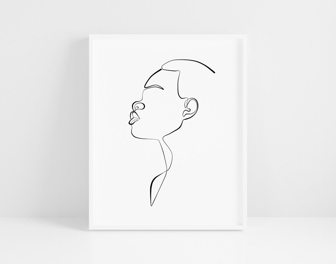 Black Woman Line Drawing African Line Art Abstract Face | Etsy