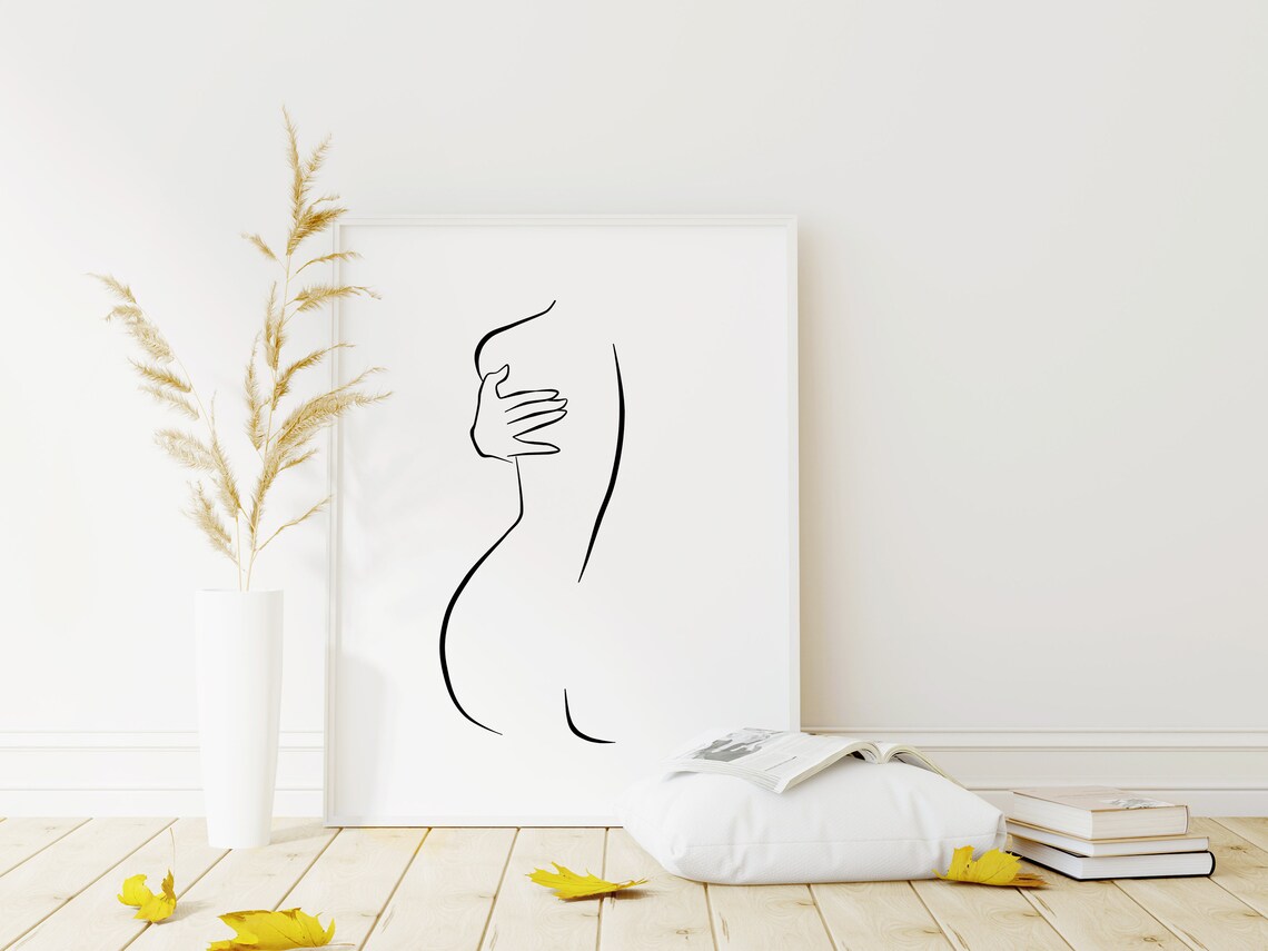 Woman Back Print Abstract Female Body Drawing Female | Etsy